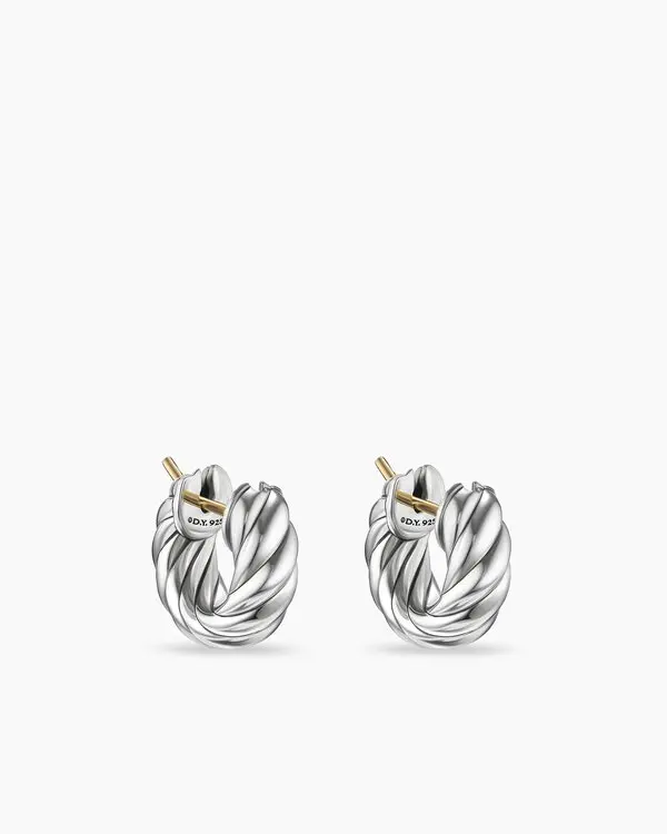 David Yurman Sculpted Cable Hoop Earrings - All Sterling Silver