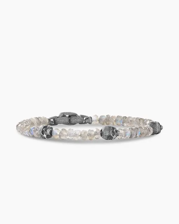 David Yurman Sterling Silver Memento Mori Skull Bracelet - Labradorite