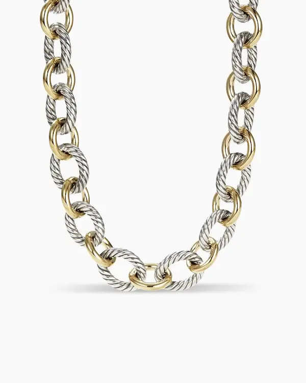 David Yurman Oval Link Chain Necklace - Sterling Silver/18k Yellow Gold