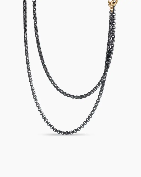 David Yurman Dy Bel Aire Color Box Chain Necklace In Acrylic With 14k Gold Accents - Black