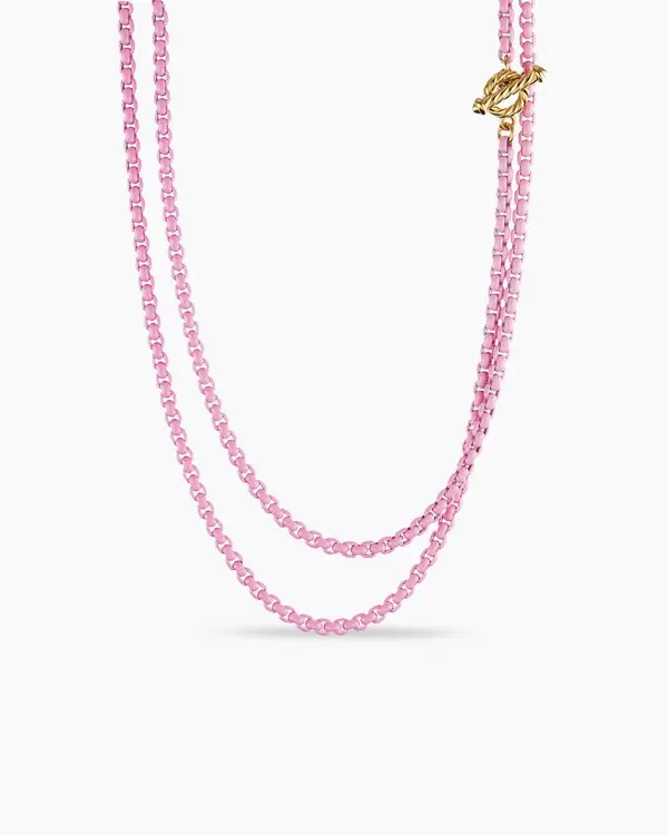 David Yurman Dy Bel Aire Color Box Chain Necklace In Acrylic With 14k Gold Accents - Blush