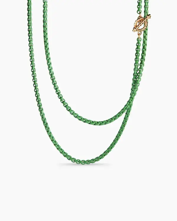 David Yurman Dy Bel Aire Color Box Chain Necklace In Acrylic With 14k Gold Accents - Green