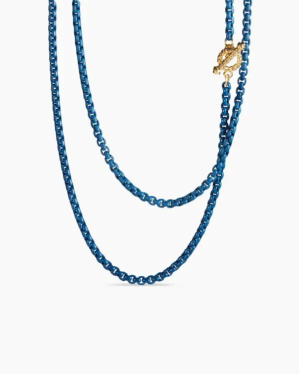 David Yurman Dy Bel Aire Color Box Chain Necklace In Acrylic With 14k Gold Accents - Navy
