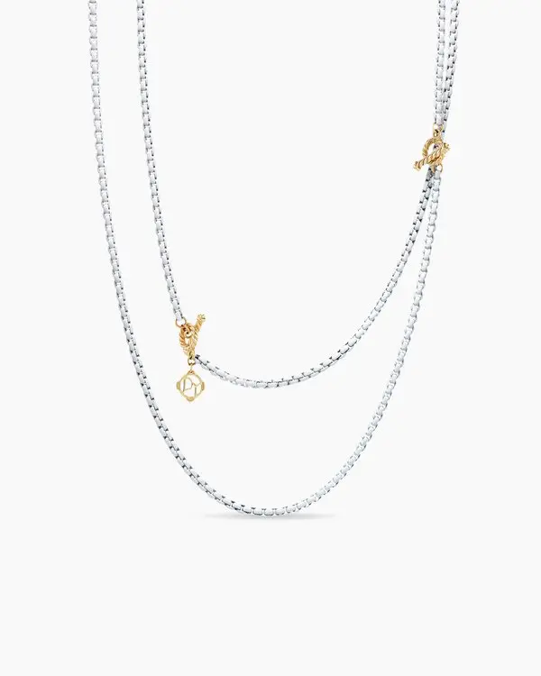David Yurman Dy Bel Aire Color Box Chain Necklace In Acrylic With 14k Gold Accents - White