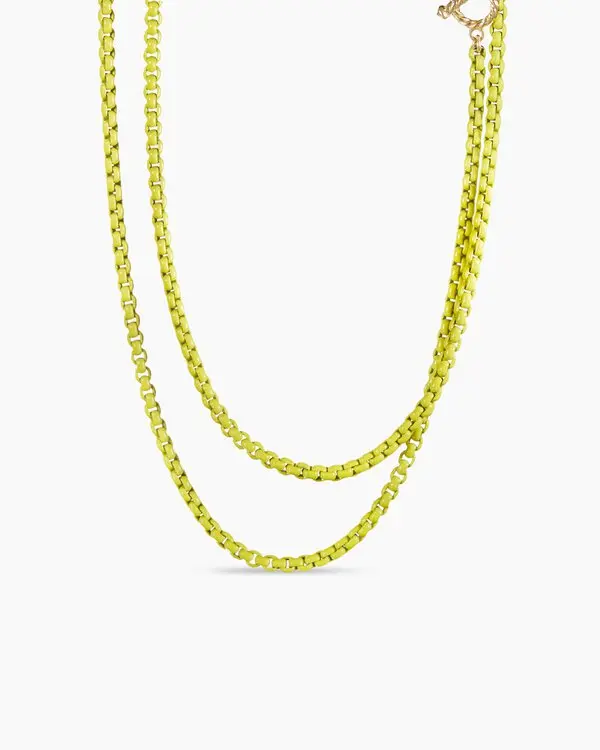 David Yurman Dy Bel Aire Color Box Chain Necklace In Acrylic With 14k Gold Accents - Yellow