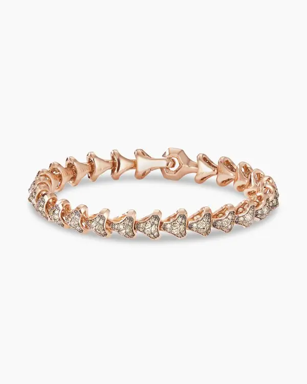 David Yurman 18k Rose Gold Armory Link Bracelet With Diamonds - Cognac Diamond