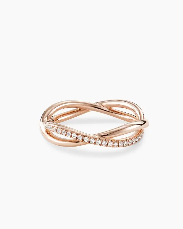 David Yurman Dy Infinity Band Ring In 18k Rose Gold With Diamonds - Diamond