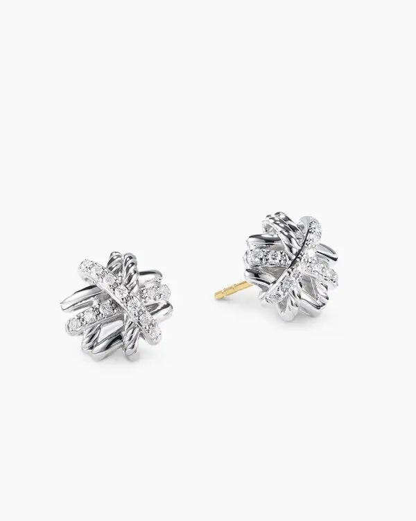 David Yurman Crossover Stud Earrings With Diamonds - Diamond