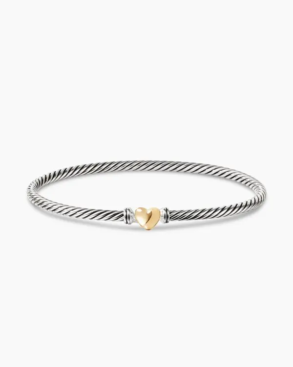 David Yurman Classic Cable Heart Bracelet - Sterling Silver/18k Yellow Gold