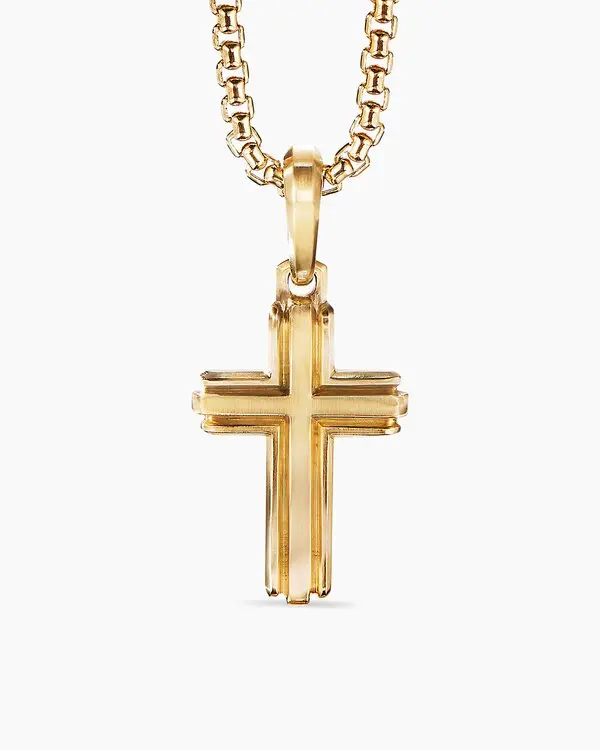 David Yurman Deco Cross Pendant In 18k Yellow Gold - All 18k Yellow Gold