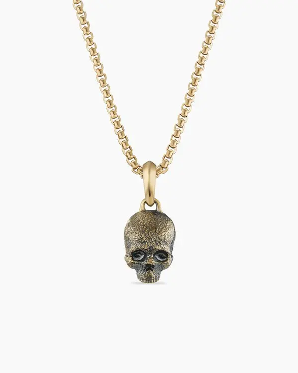 David Yurman Memento Mori Skull Amulet - All 18k Yellow Gold