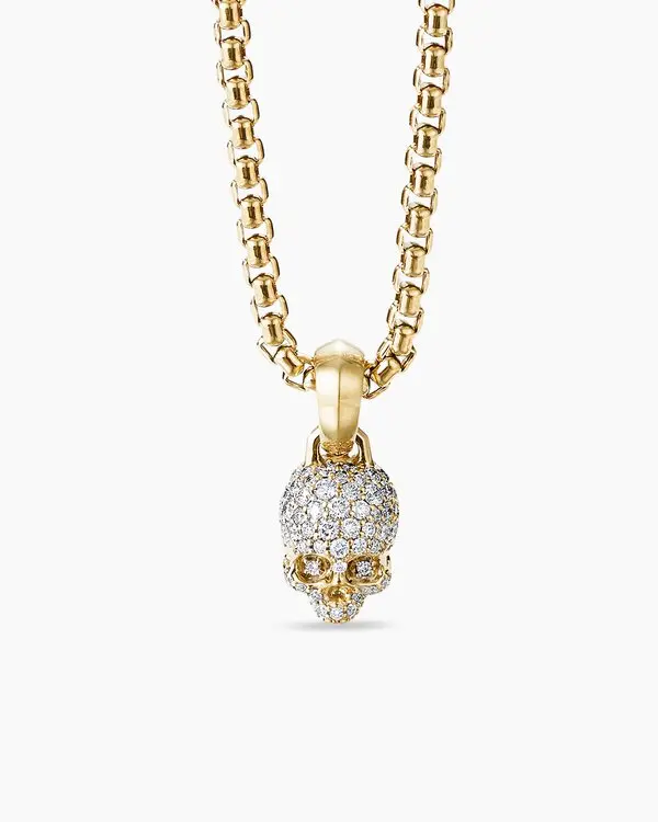 David Yurman Skull Amulet With Diamonds And 18k Yellow Gold - Diamond