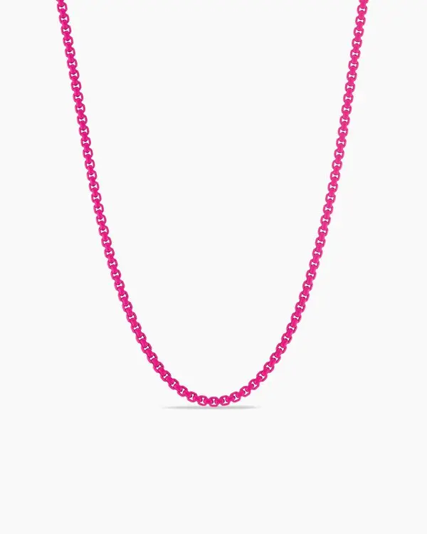 David Yurman Dy Bel Aire Color Box Chain Necklace In Acrylic With 14k Rose Gold - Hot Pink