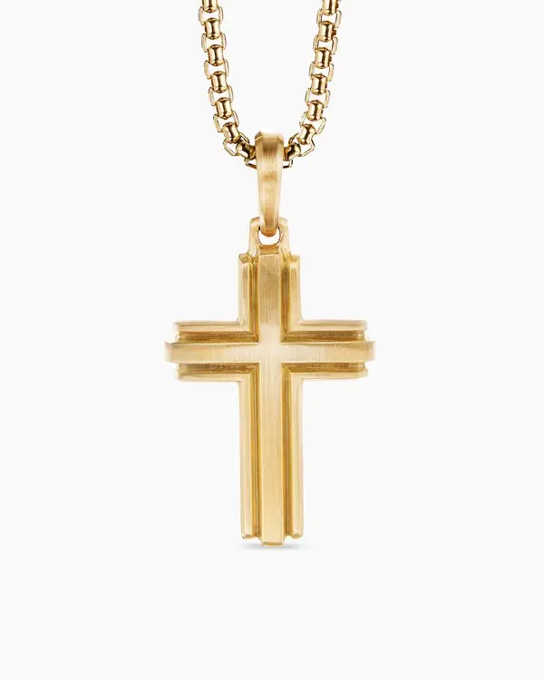 David Yurman 18k Yellow Gold Cross Pendant With Diamonds - All 18k Yellow Gold