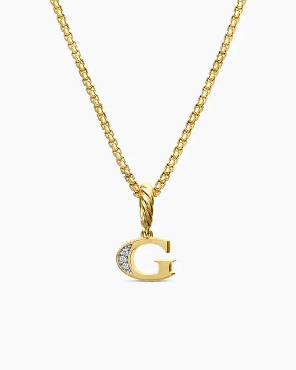 David Yurman Pavé Initial Pendant In 18k Yellow Gold With Diamond - All 18k Yellow Gold