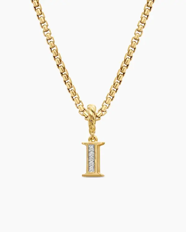 David Yurman 18k Yellow Gold Diamond "q" Initial Pendant - All 18k Yellow Gold