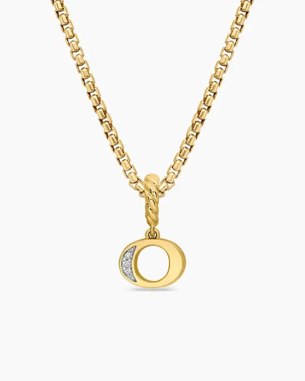 David Yurman 18k Yellow Gold Diamond "q" Initial Pendant - All 18k Yellow Gold