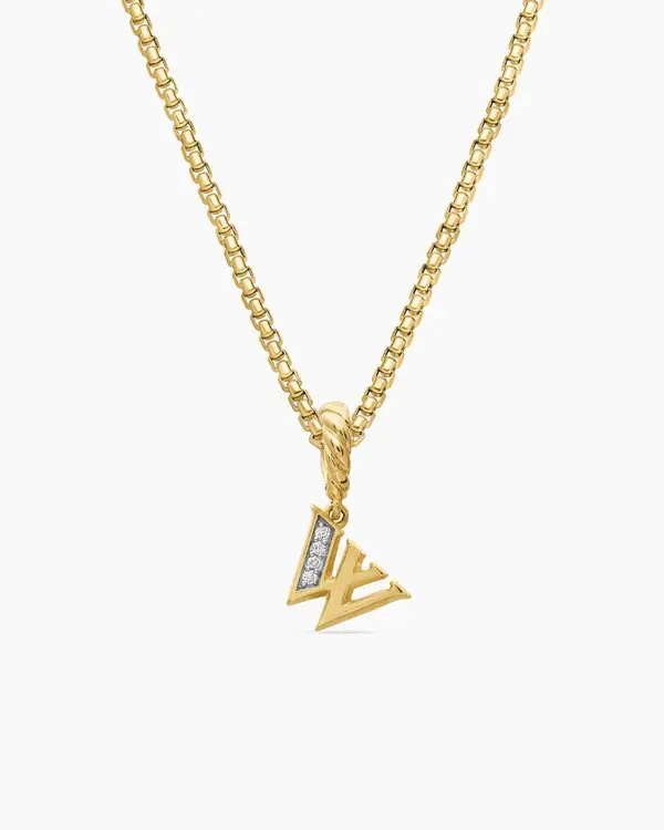 David Yurman 18k Yellow Gold Diamond "q" Initial Pendant - All 18k Yellow Gold