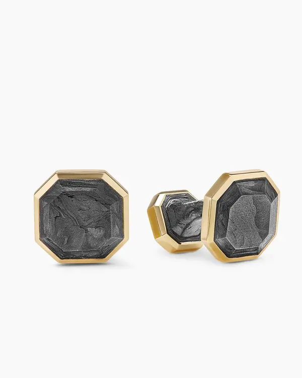 David Yurman Streamline® Cufflinks In 18k Yellow Gold With - Forged Carbon