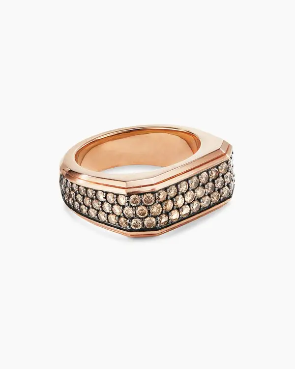 David Yurman Streamline® Signet Ring In 18k Rose Gold With Diamonds - Cognac Diamond