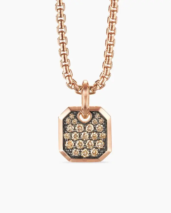 David Yurman Octagonal Rose Gold Amulet - Cognac Diamond