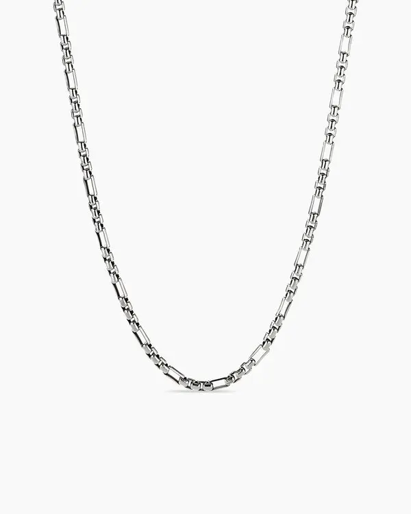 David Yurman Sterling Silver Open Station Box Chain Necklace - All Sterling Silver
