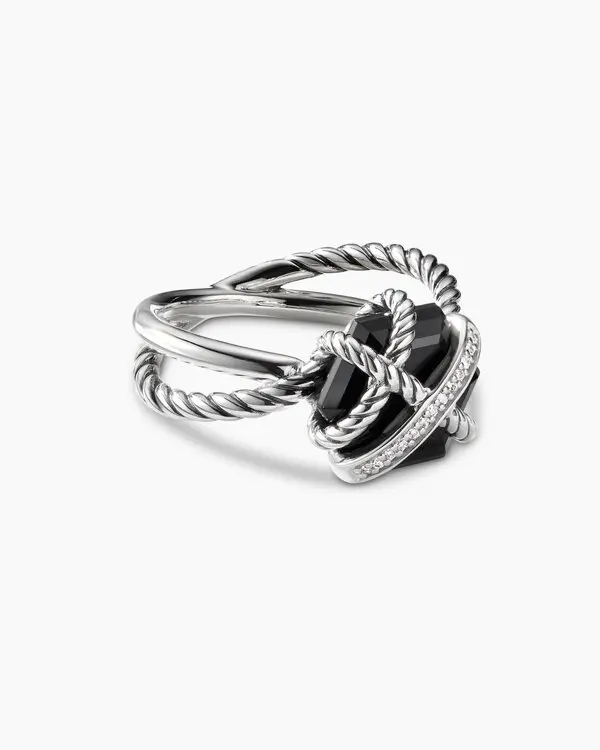 David Yurman Cable Wrap Ring With And Pavé Diamonds - Black Onyx