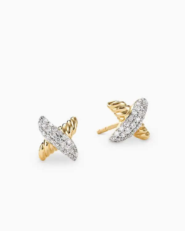 David Yurman Petite X Stud Earrings With Diamonds - Diamond