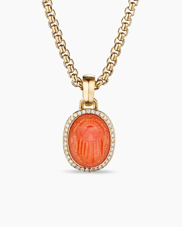 David Yurman 18k Yellow Gold Petrvs® Scarab Amulet - Carnelian