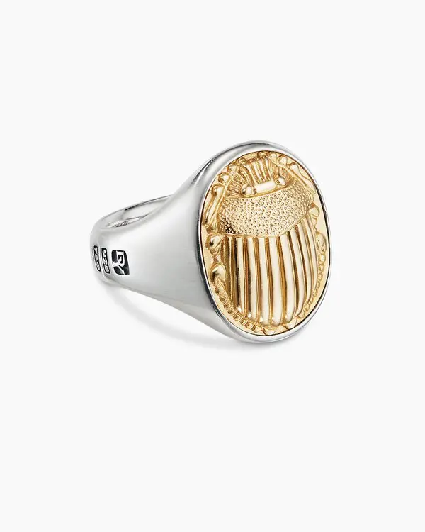 David Yurman Petrvs® Scarab Signet Ring - Sterling Silver/18k Yellow Gold