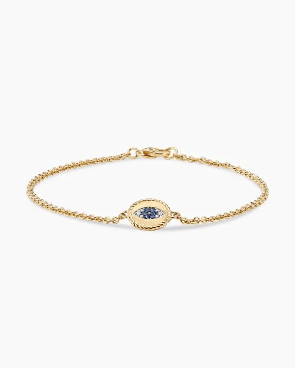 David Yurman Cable Collectibles Evil Eye Bracelet - Light Blue Sapphire