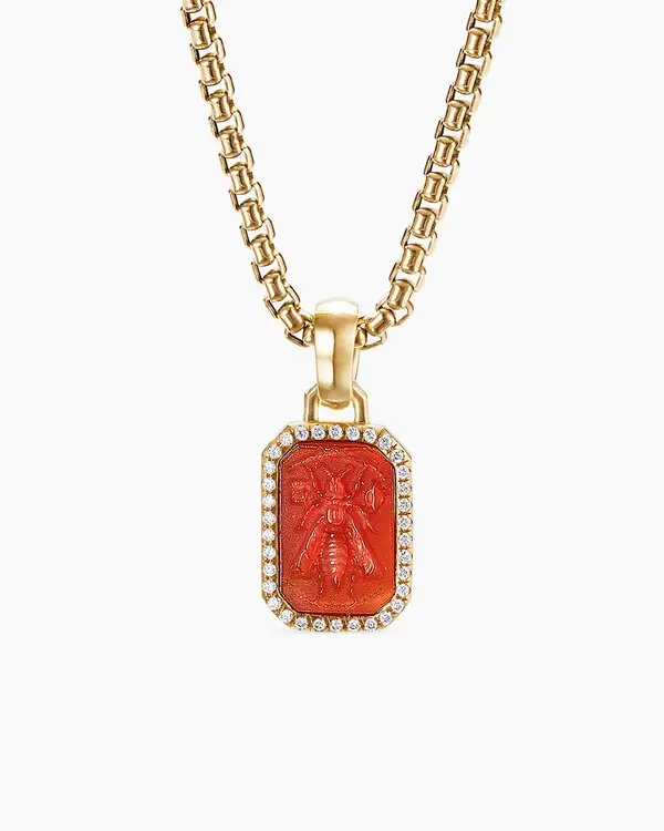 David Yurman Petrvs® Bee Amulet In 18k Yellow Gold With And Diamonds - Carnelian