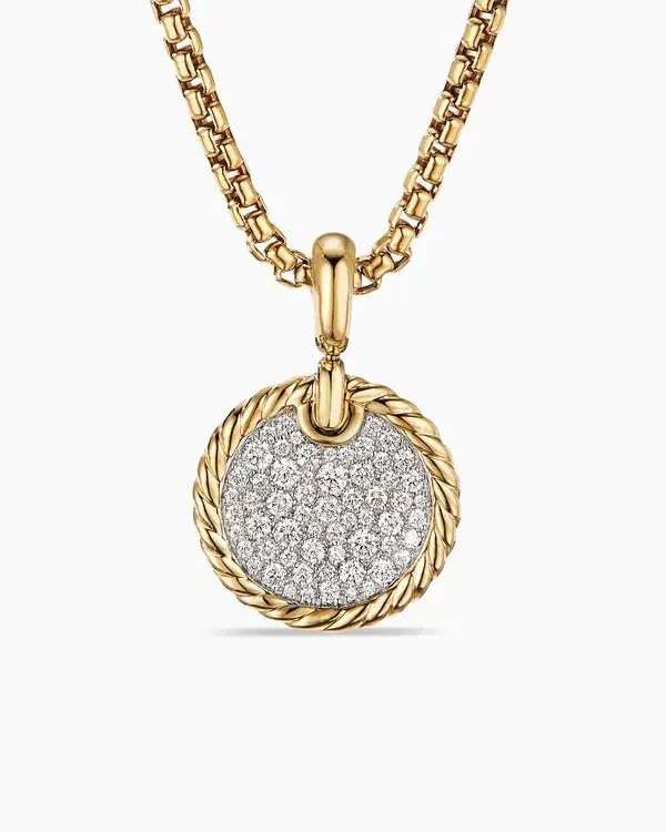 David Yurman Dy Elements® Disc Pendant In 18k Yellow Gold With Diamonds - Diamond