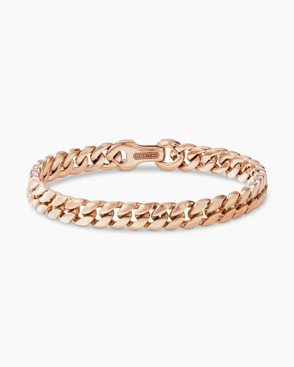 David Yurman Curb Chain Bracelet With Cognac Diamonds - 18k Rose Gold