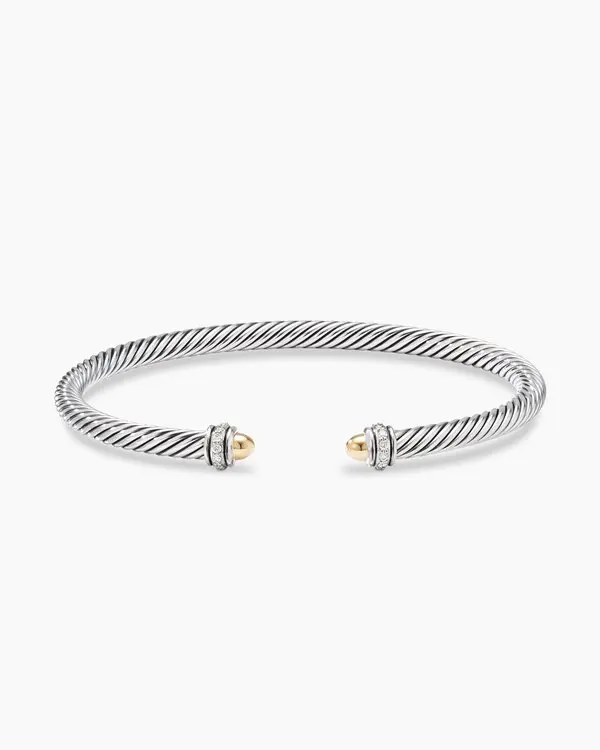 David Yurman Classic Cable Bracelet With Diamonds - Gold Dome