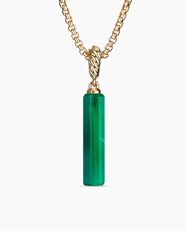 David Yurman Barrel Amulet With And 18k Yellow Gold - Green Onyx