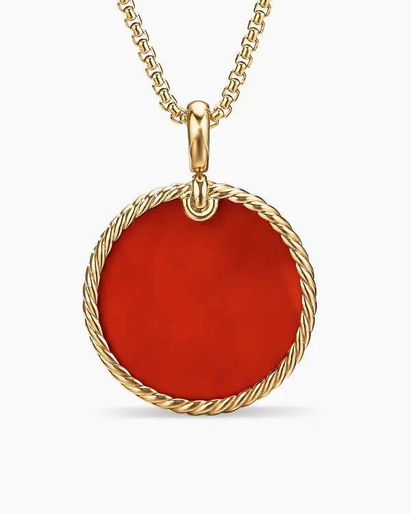 David Yurman Elements® Disc Pendant In 18k Yellow Gold With Turquoise - Carnelian