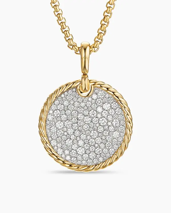 David Yurman Dy Elements® Disc Pendant In 18k Yellow Gold With Diamonds - Diamond