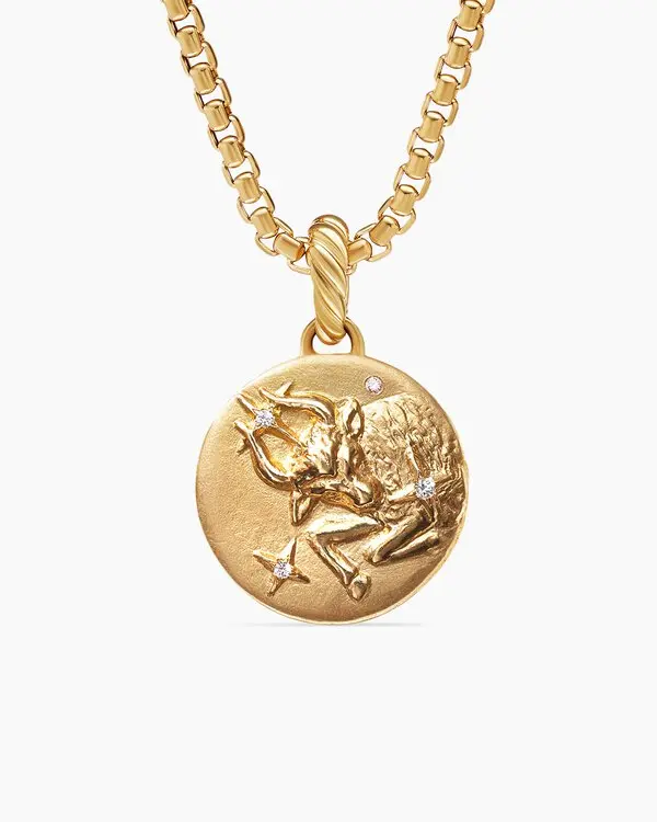 David Yurman 18k Yellow Gold Taurus Amulet With Diamonds - Diamond