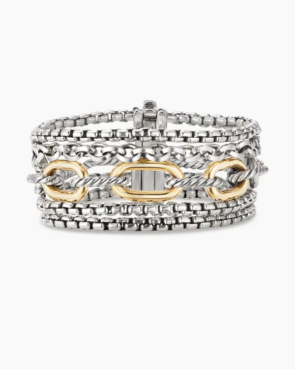 David Yurman Sterling Silver And 18k Yellow Gold Chain Bracelet - Sterling Silver/18k Yellow Gold