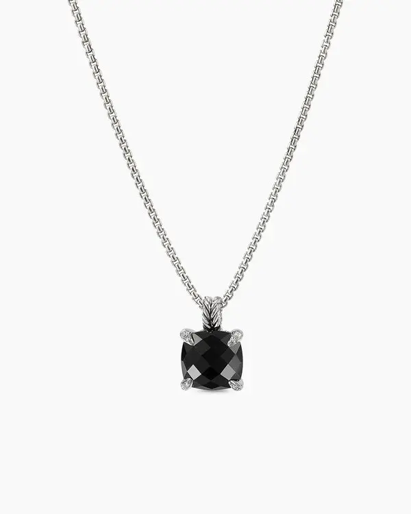 David Yurman Sterling Silver Chatelaine® Pendant Necklace With And Diamonds - Black Onyx
