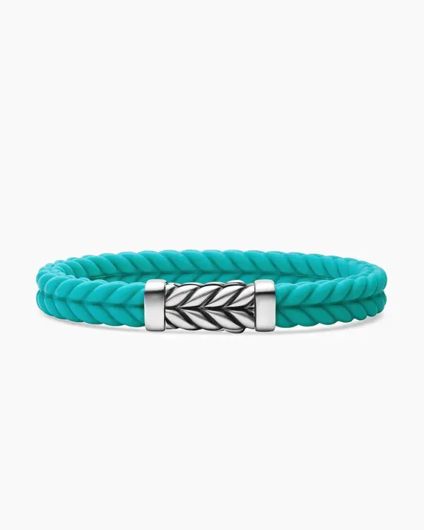 David Yurman Chevron Sterling Silver Bracelet - Turquoise Rubber