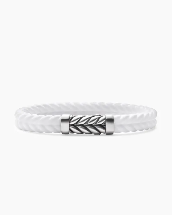 David Yurman Chevron Sterling Silver Bracelet - White Rubber