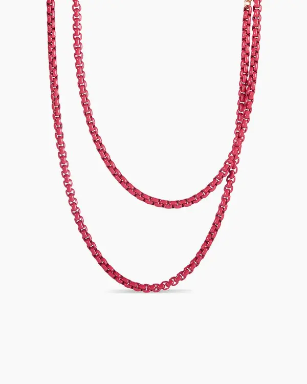 David Yurman Dy Bel Aire Color Box Chain Necklace In Acrylic With 14k Rose Gold Accents - Coral
