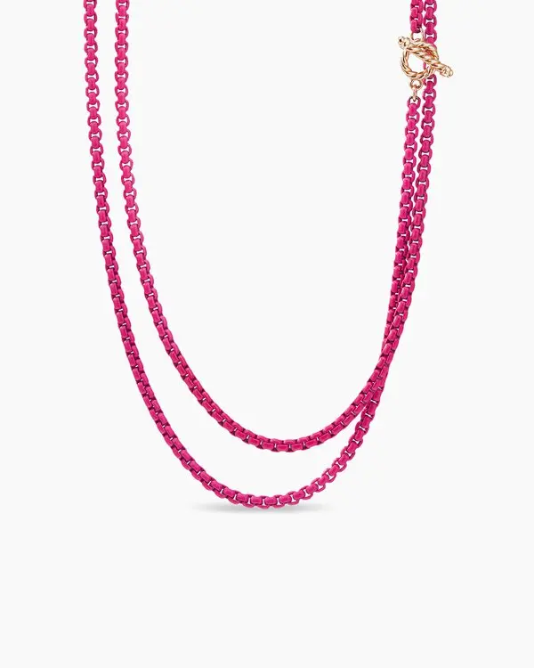 David Yurman Dy Bel Aire Color Box Chain Necklace In Acrylic With 14k Rose Gold Accents - Hot Pink