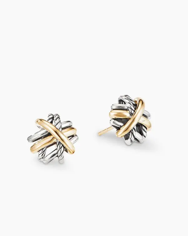 David Yurman Crossover Stud Earrings - Sterling Silver/18k Yellow Gold