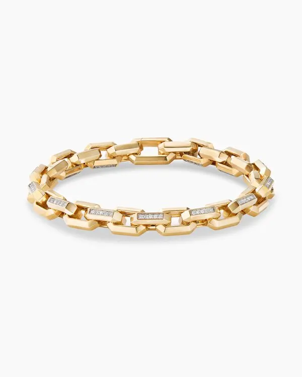 David Yurman 18k Yellow Gold Streamline® Heirloom Chain Link Bracelet With Pavé Diamonds - Diamond