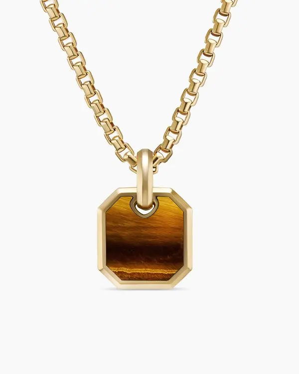 David Yurman 18k Yellow Gold Octagonal Amulet With - Tigers Eye