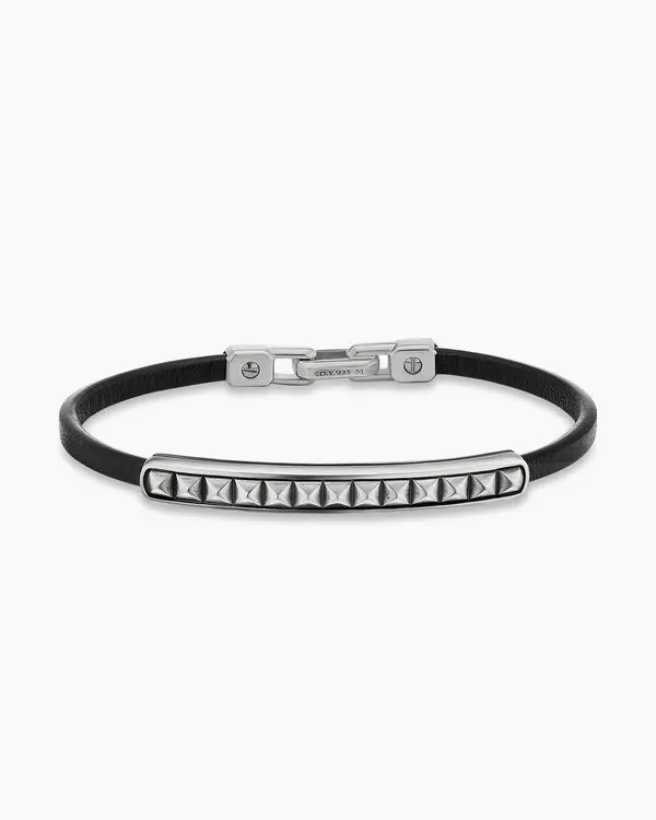David Yurman Pyramid Id Bracelet - Black Leather