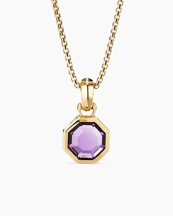David Yurman 18k Yellow Gold Octagon Amulet With - Amethyst